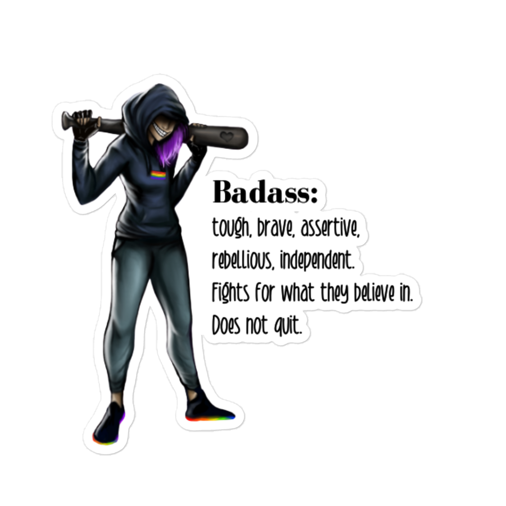 Badass Sticker – Inked in Gray Press